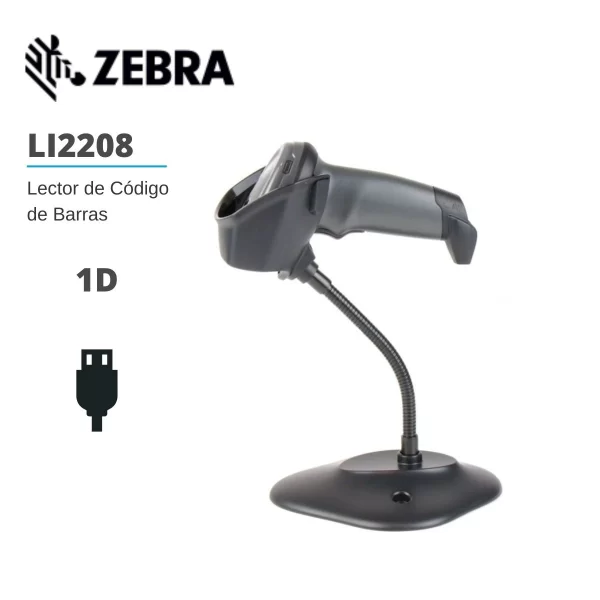LECTOR CODIGO DE BARRAS ZEBRA LI2208 |1D |USB |IMAGER – Syscodata